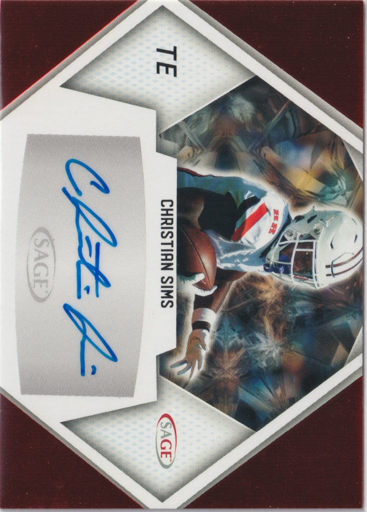 Sage High Series Draft CS3: Christian Sims - Trading Card Archives
